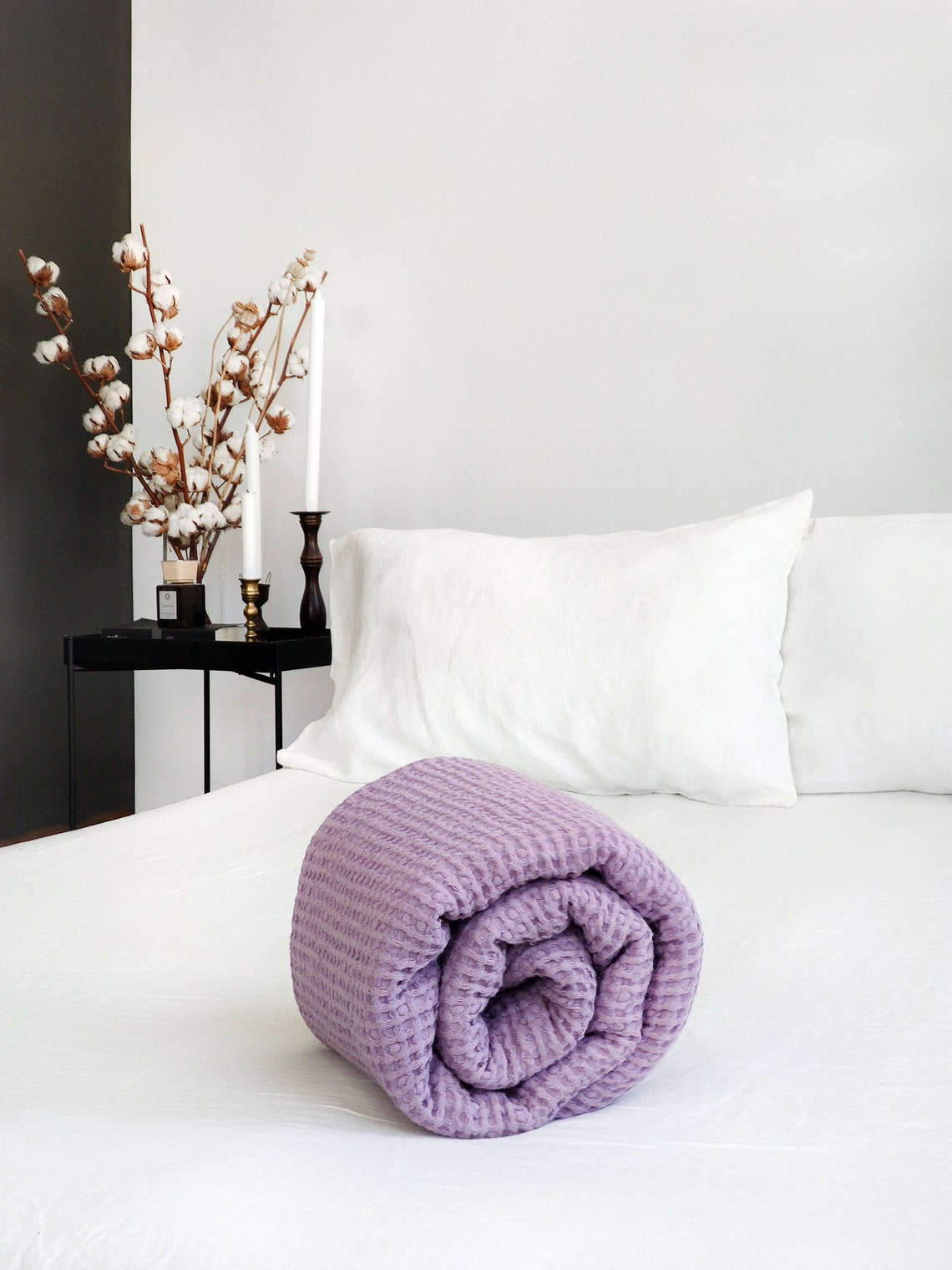 LAVENDER LINEN TOWEL. Soft Linen Bath & Hand Towel Set in | Etsy