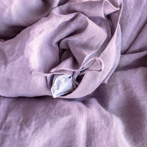 Linen Bedding Set in Lavender. 3 Piece Set: 2 Pillowcases & Duvet Cover ...