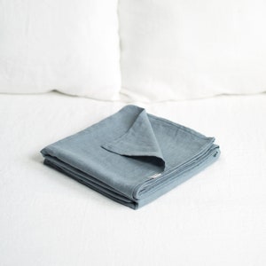 DUSTY BLUE LINEN Sheet Set. Fitted Sheet, Flat Sheet & 2 Pillowcases in ...
