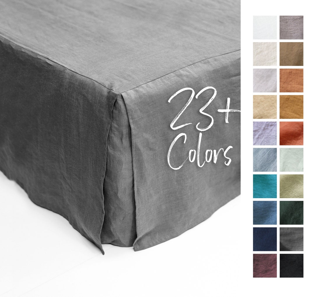 Linen Bed Skirt - Classic Tailored Bed Skirt - Pure Linen Bed Valance ...