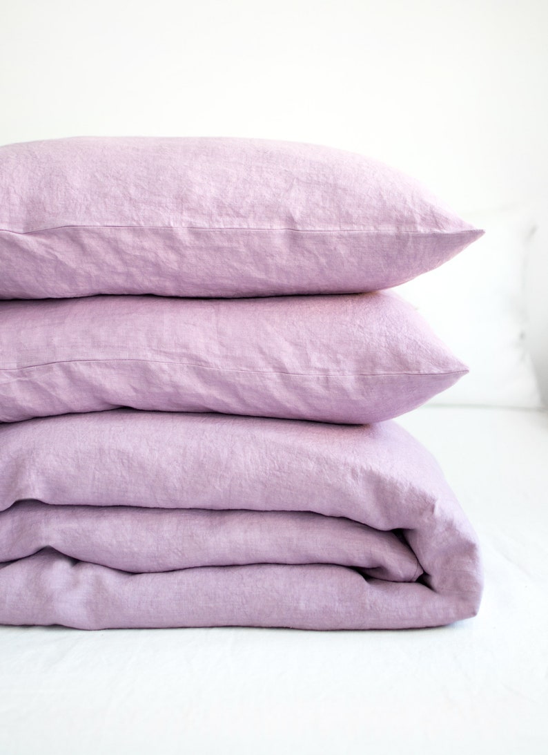 Linen Bedding Set in Lavender. 3 Piece Set: 2 Pillowcases & - Etsy