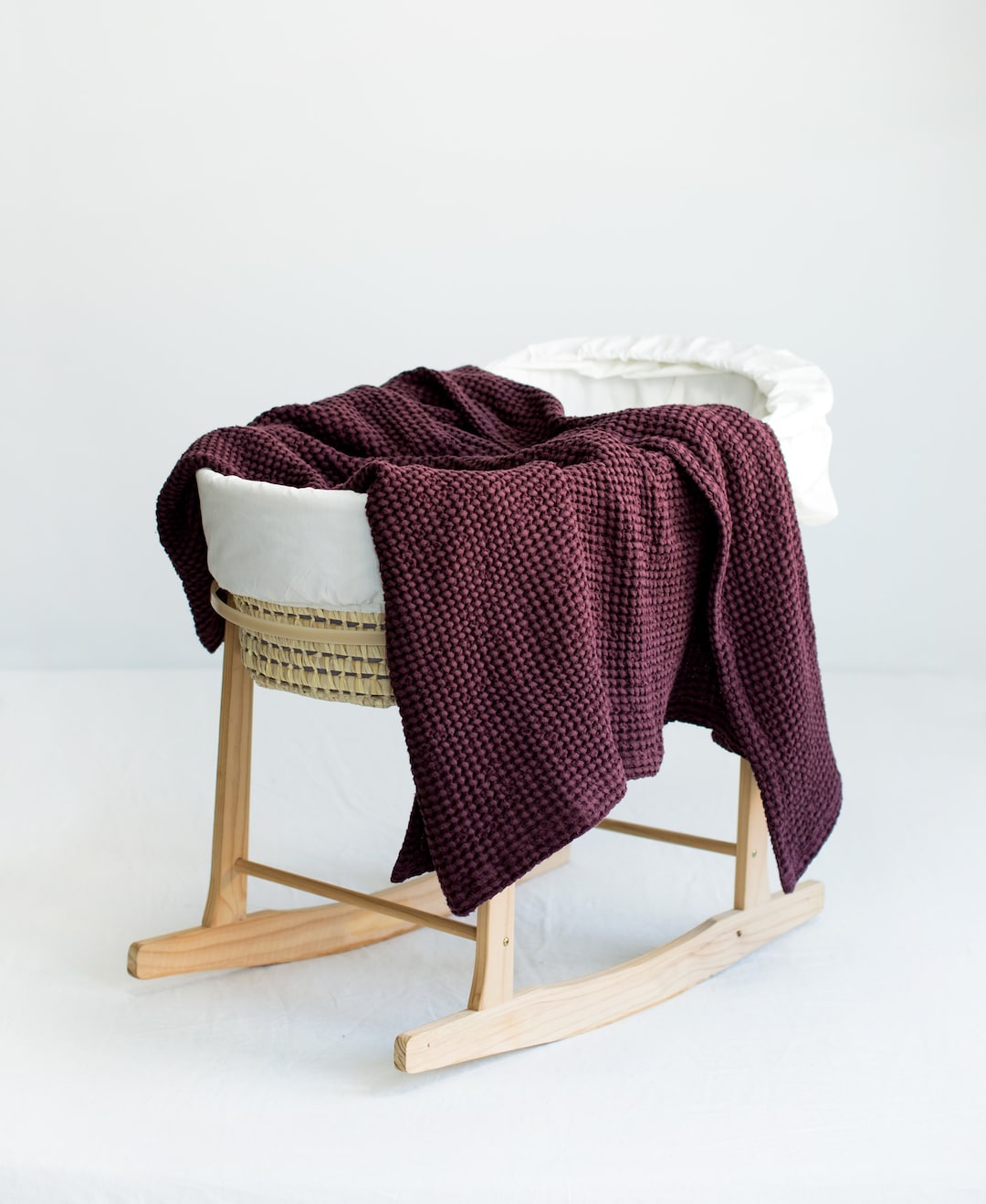 BURGUNDY LINEN BABY Blanket. Deep Ruby Waffle Linen Throw Blanket for ...