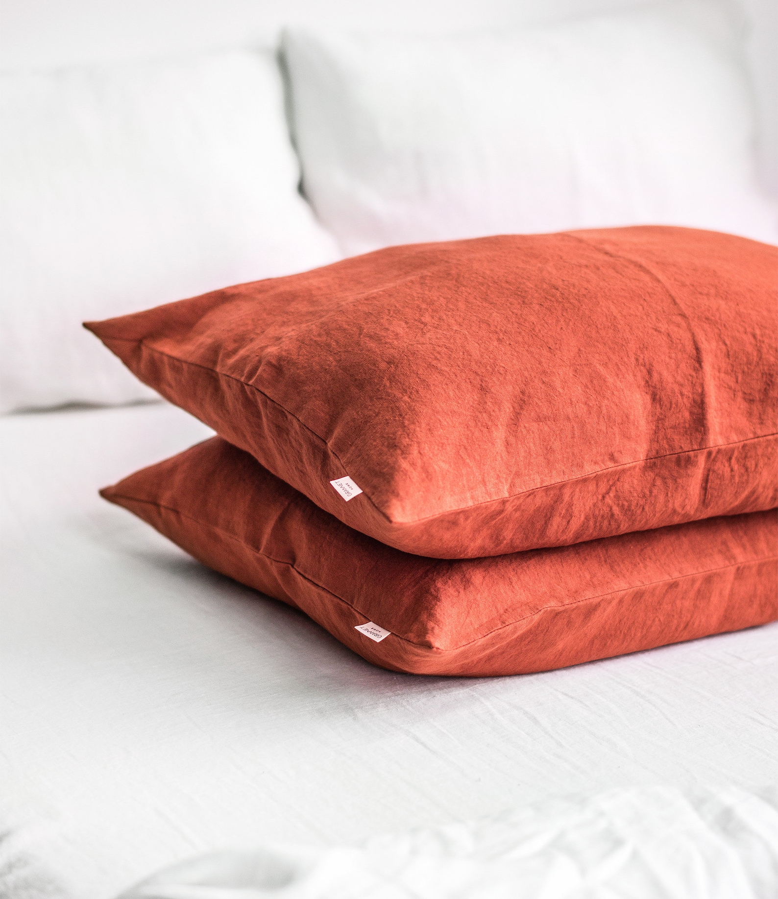 Terracotta Linen Pillowcase, Clay Red Pillow Sham, Burnt Orange Cushion ...