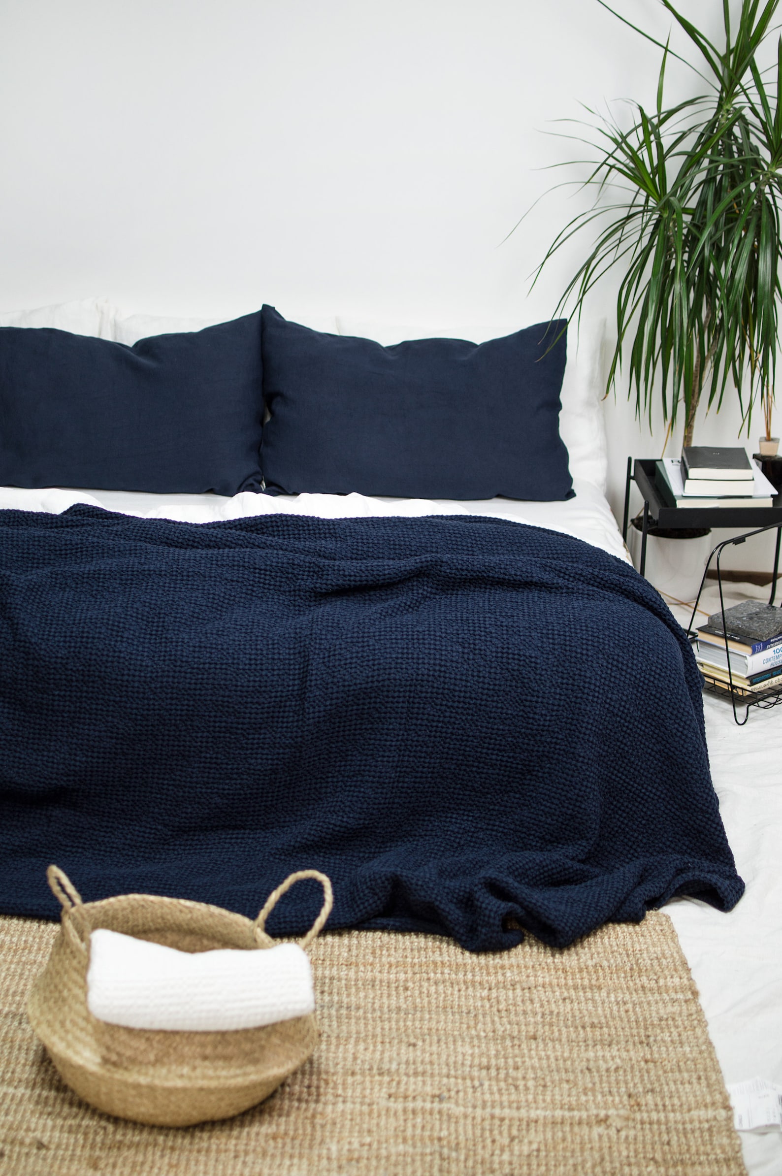 Waffle Blanket in Midnight Blue. Waffle Throw Blanket in Navy - Etsy