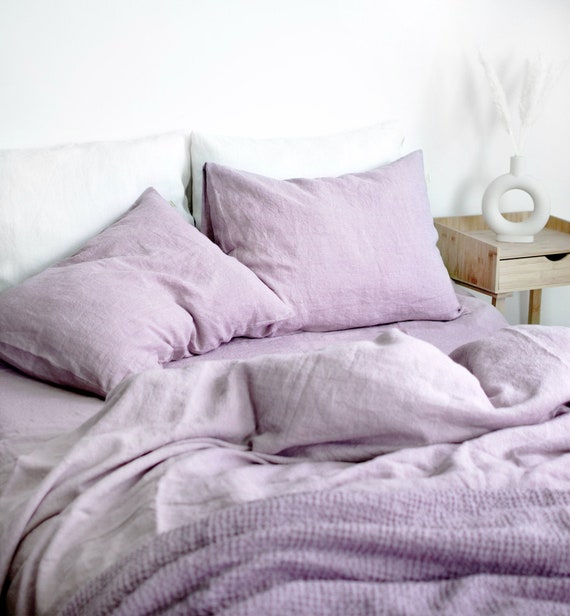 Linen Bedding Set in Lavender. 3 Piece Set: 2 Pillowcases & - Etsy