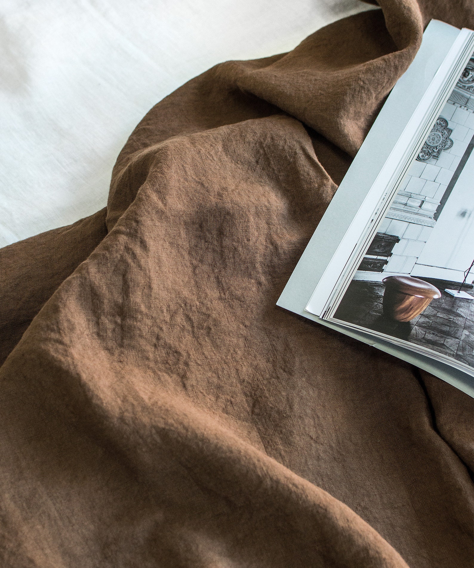 Linen Bedding Set in Walnut. Duvet Cover and 2 Pillowcases Set. King ...