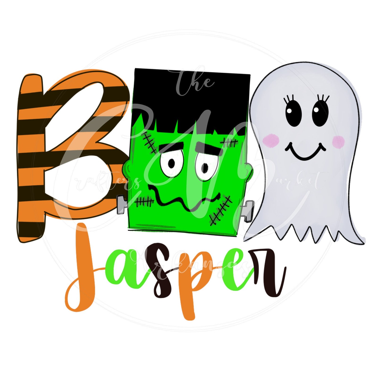 Watercolor Boo Digital File// Frankenstein and Ghost - Etsy