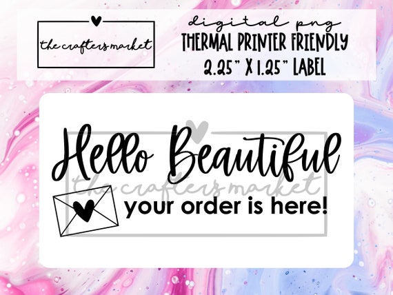Hello Beautiful Package PNG Thermal Label Small Business - Etsy