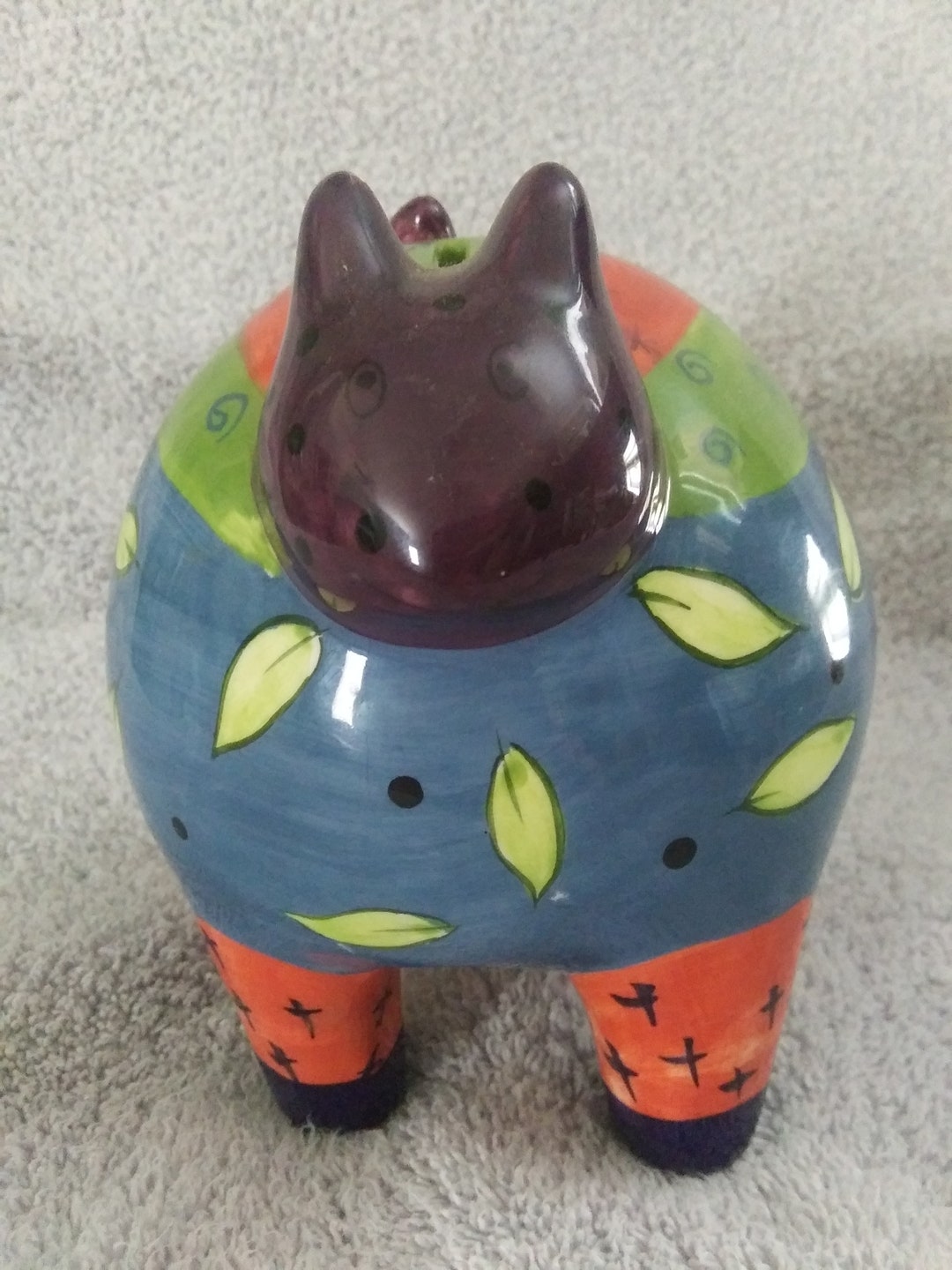 Vintage Deco Cat Bank 6" H X 6" W Hand Painted Multi Colors - Etsy