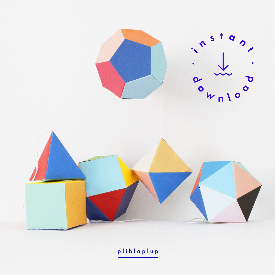DIY Craft Sheet Platonic Solids Mobile Set to Build Yourself, Colorful ...