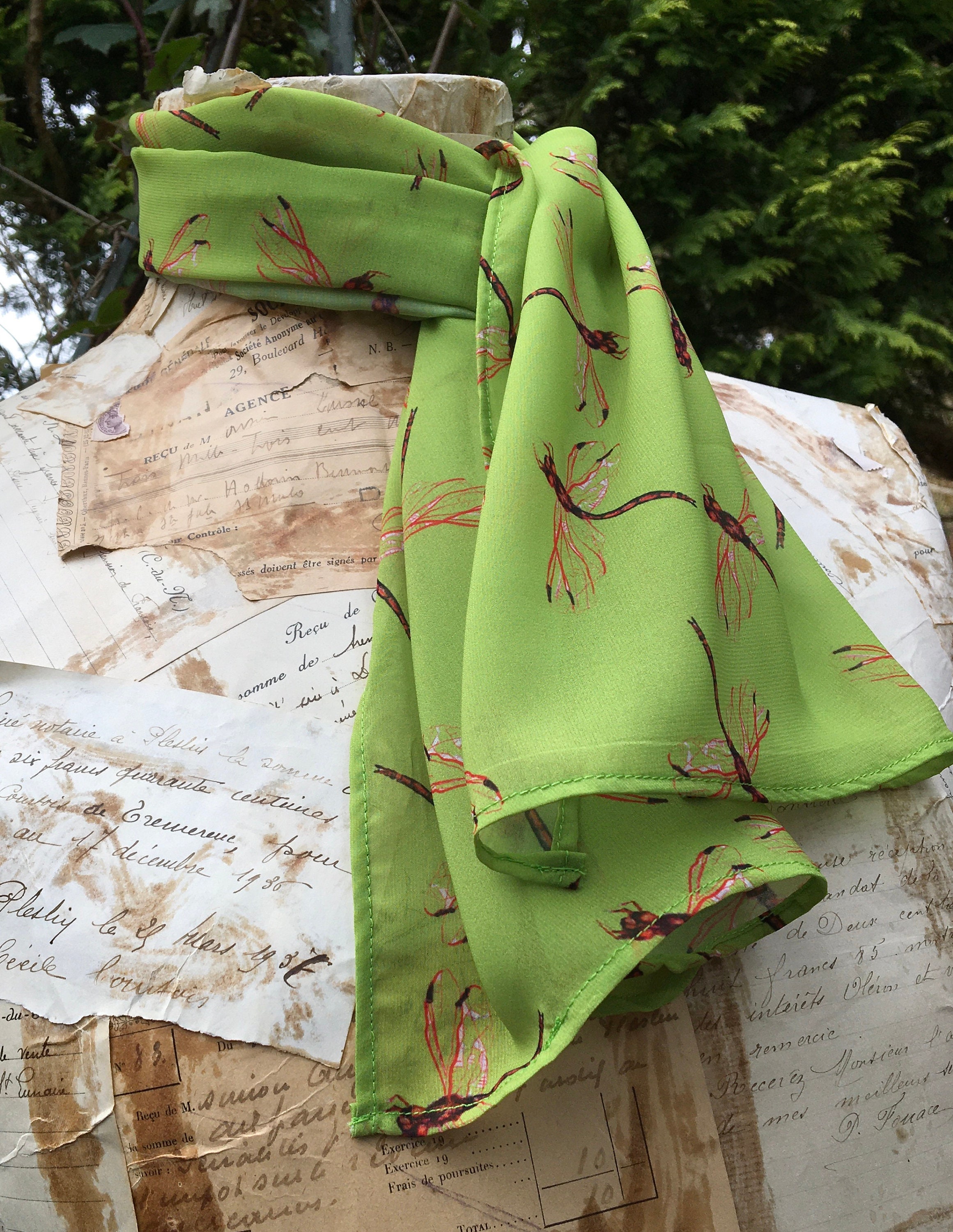 Small Chiffon Scarf With Original Design - Etsy