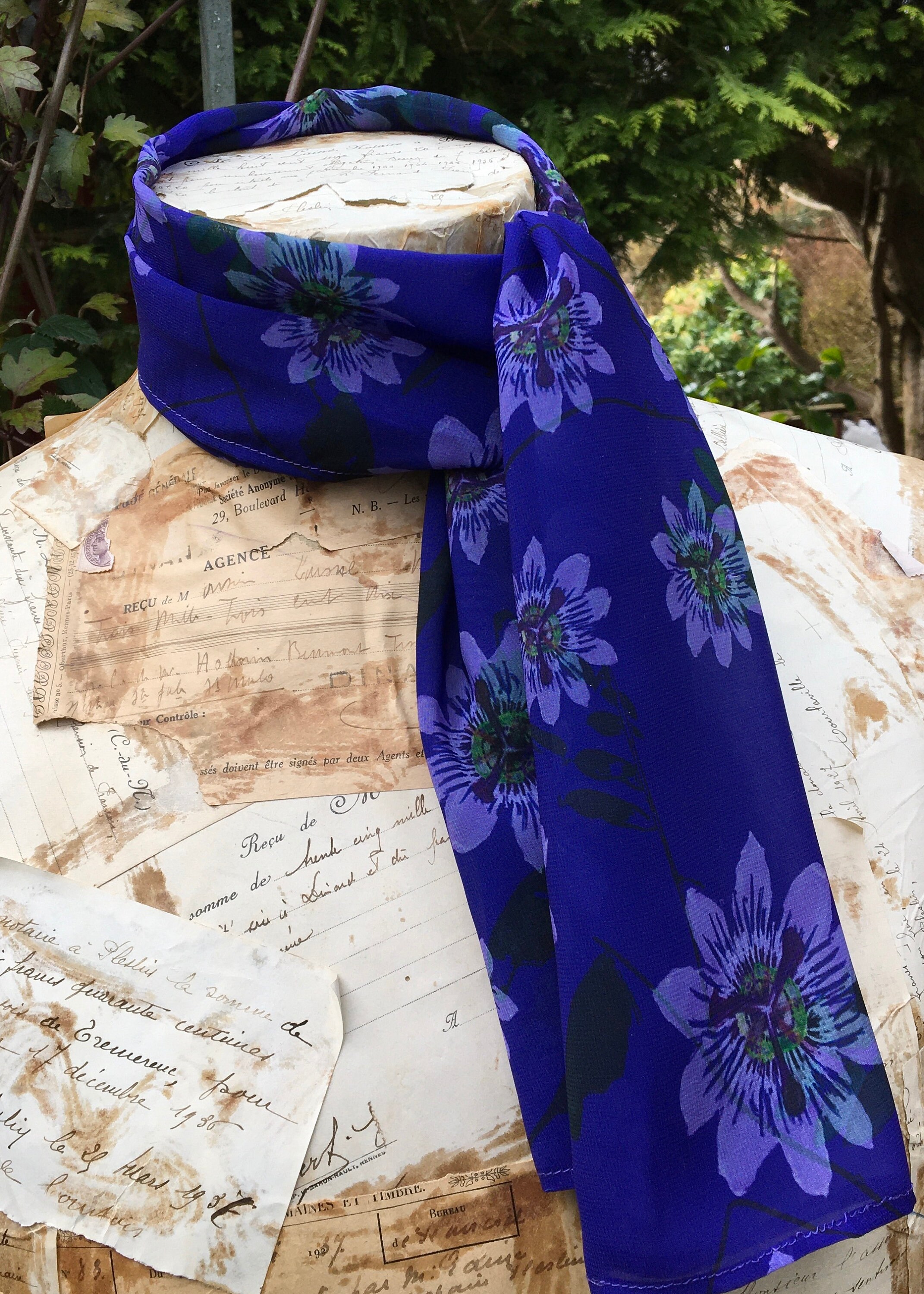 Small Chiffon Scarf With Original Design - Etsy