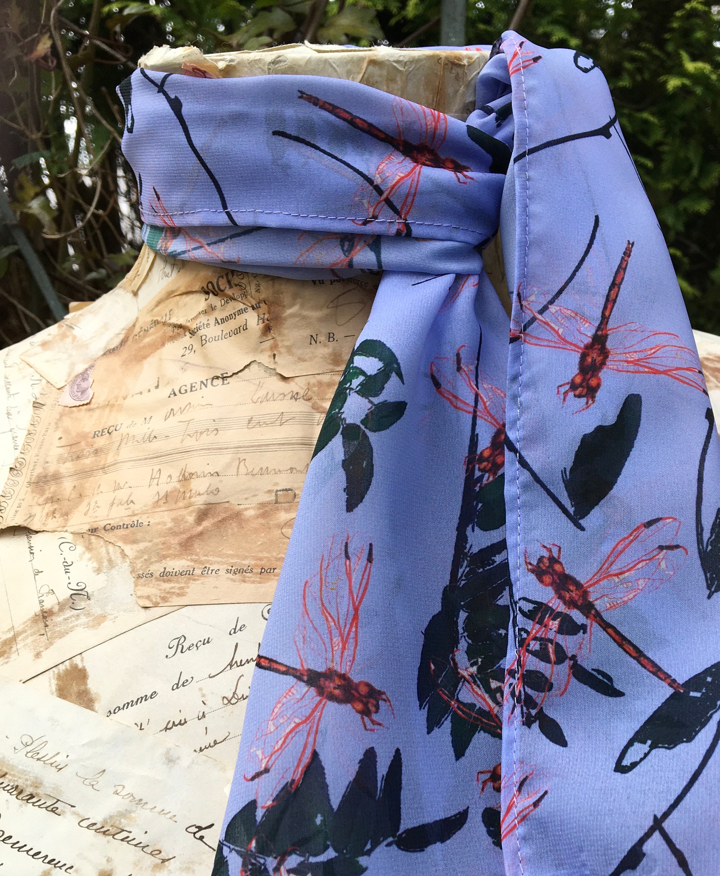 Small Chiffon Scarf With Original Design - Etsy