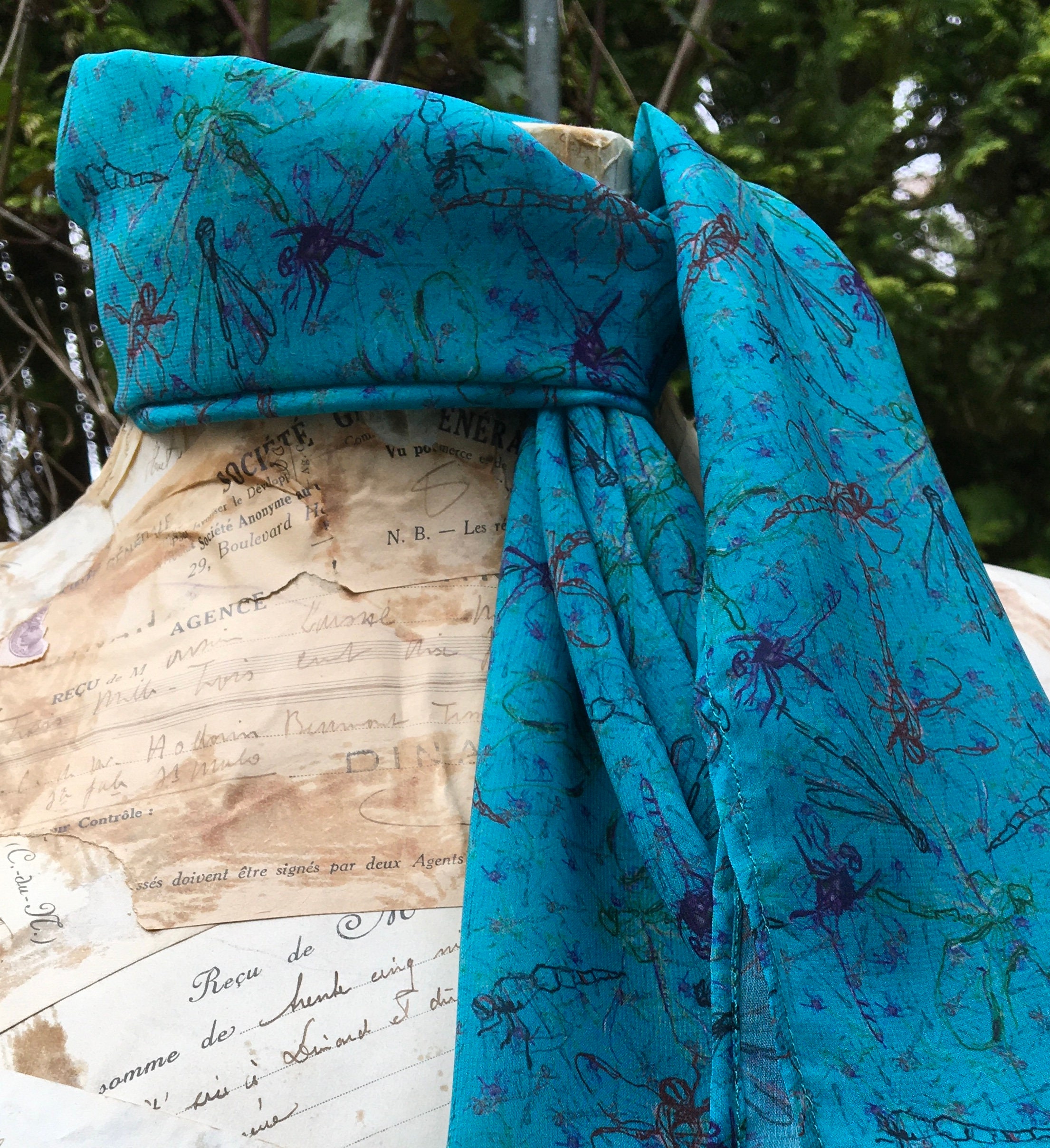 Small Chiffon Scarf With Original Design - Etsy