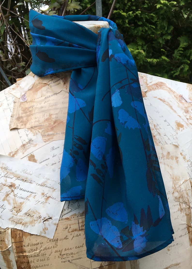 Small Chiffon Scarf With Original Design - Etsy