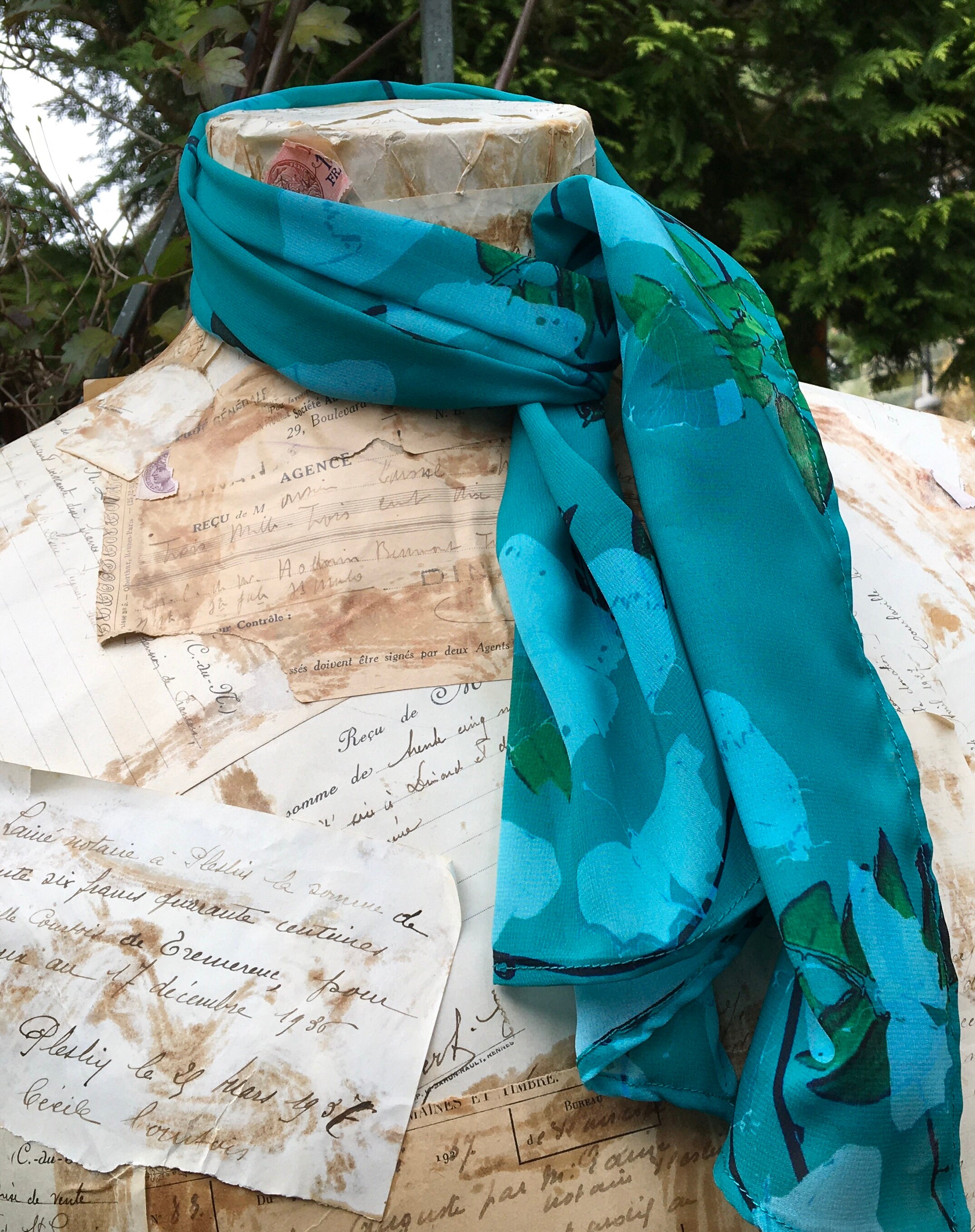 Small Chiffon Scarf With Original Design - Etsy