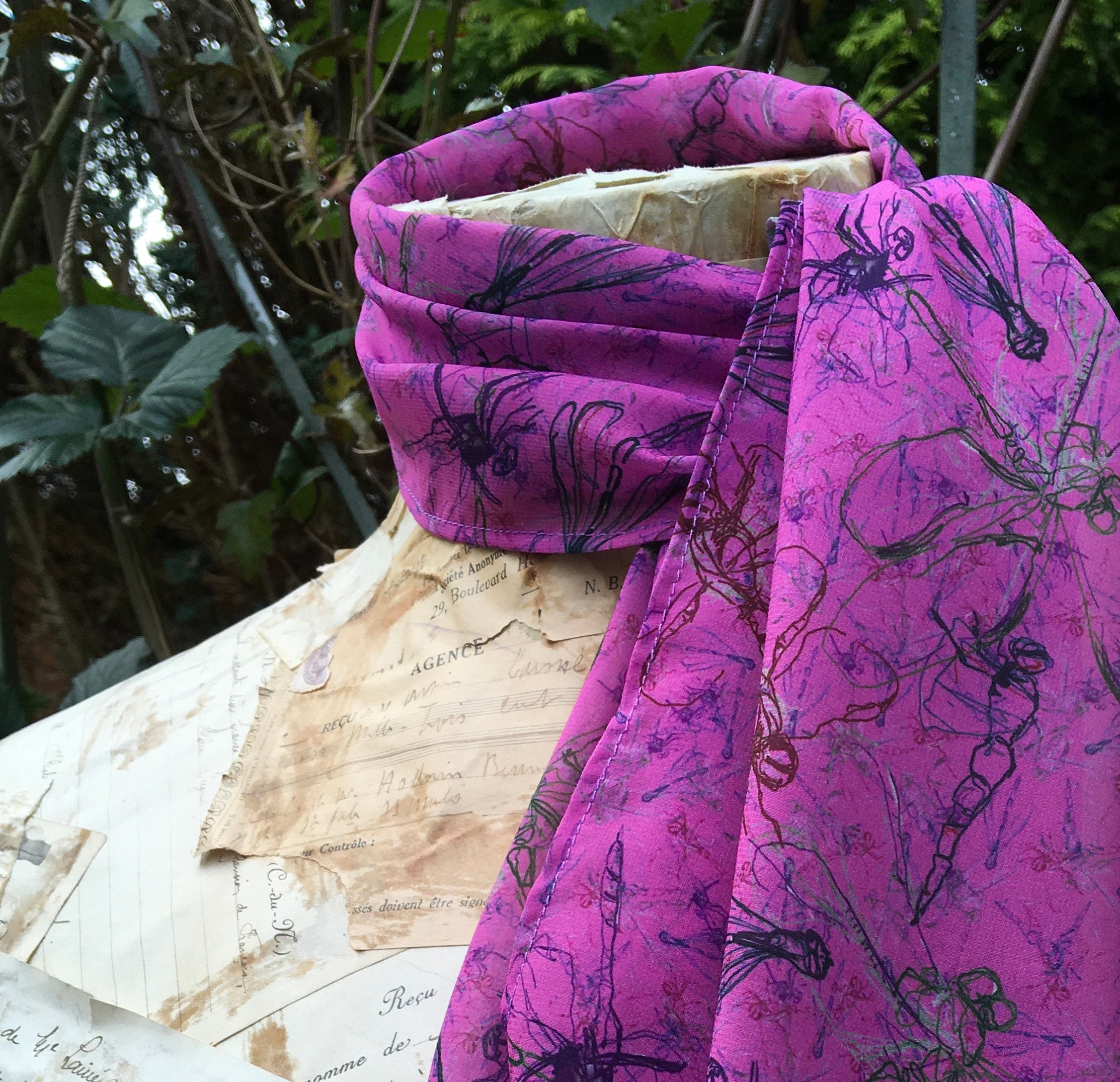 Small Chiffon Scarf With Original Design - Etsy