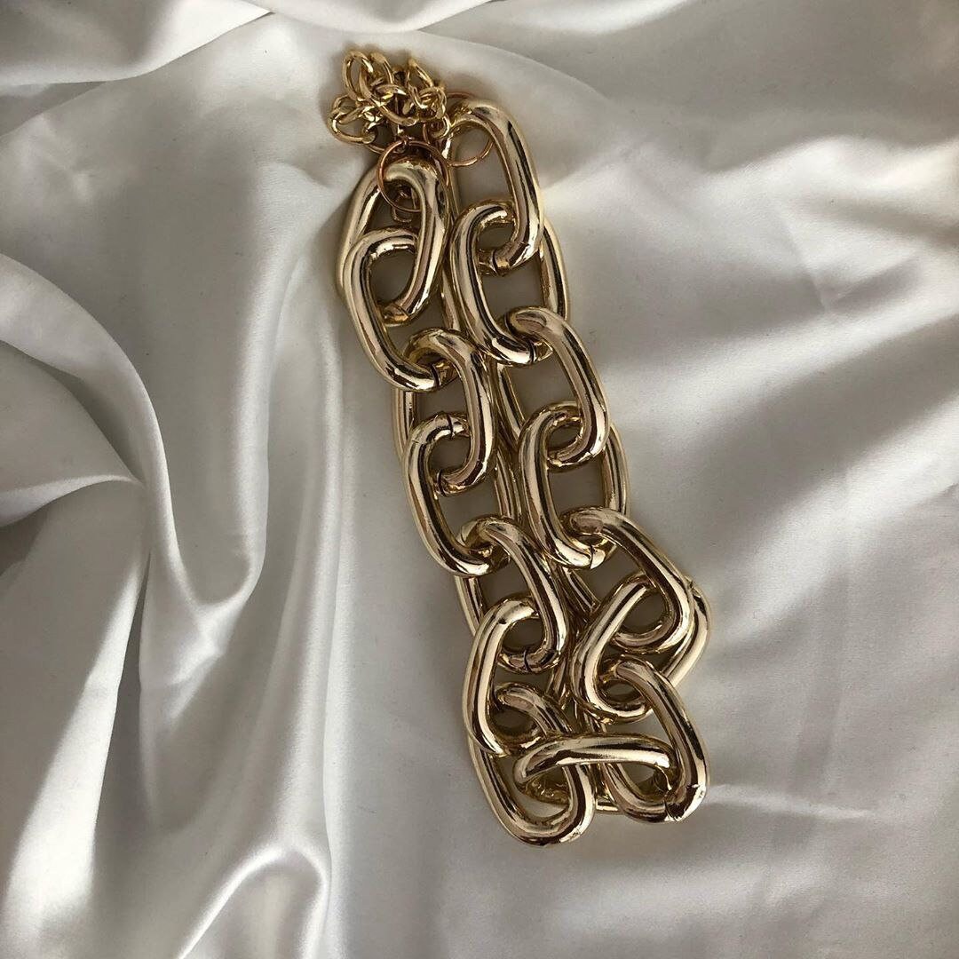 Chunky Gold Chain Choker, Chain Choker Necklace, Cuban Link Choker ...