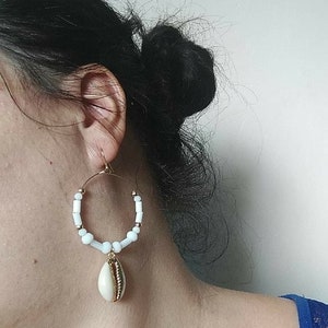 Shell Hoop Earrings, Gold Shell Earrings, Tortoise Shell Earrings, Puka ...