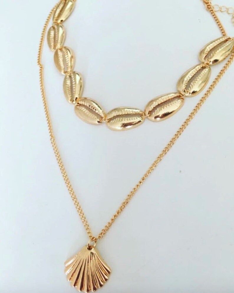 Gold Cowrie Choker Necklace, Sea Metal Shell Choker, Shell Hawaiian ...