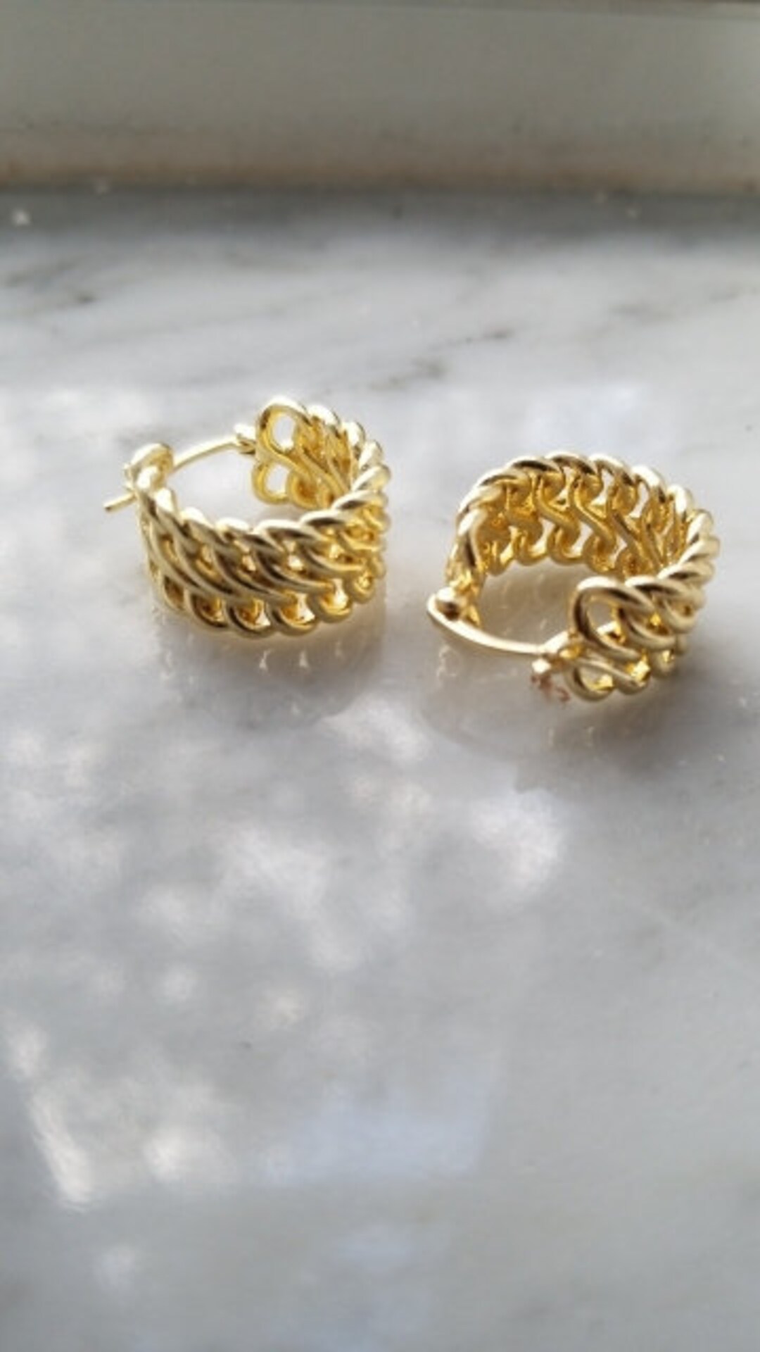 Chain Link Hoop Earrings, Gold Chain Hoop Earrings, Cuban Link Hoop ...