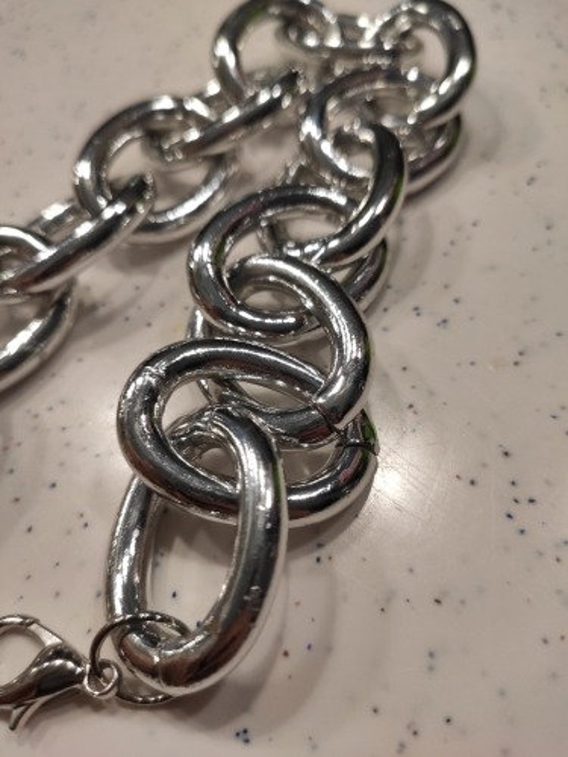 Chunky Silver Chain Choker, Chain Choker Necklace, Cuban Link Choker ...