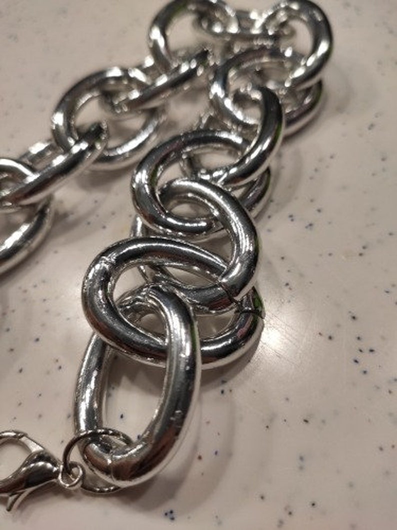 Chunky Silver Chain Choker, Chain Choker Necklace, Cuban Link Choker ...