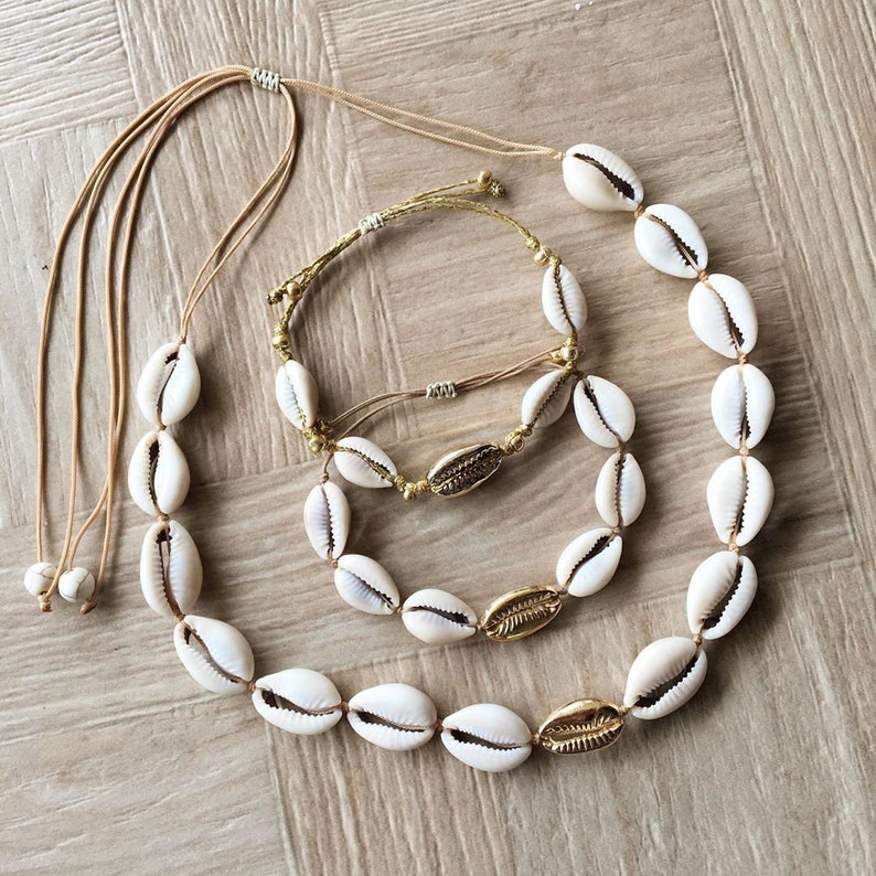 Cowry Shell Bracelet, Gold Sea Shell Bracelet, Natural Shell Bracelet ...