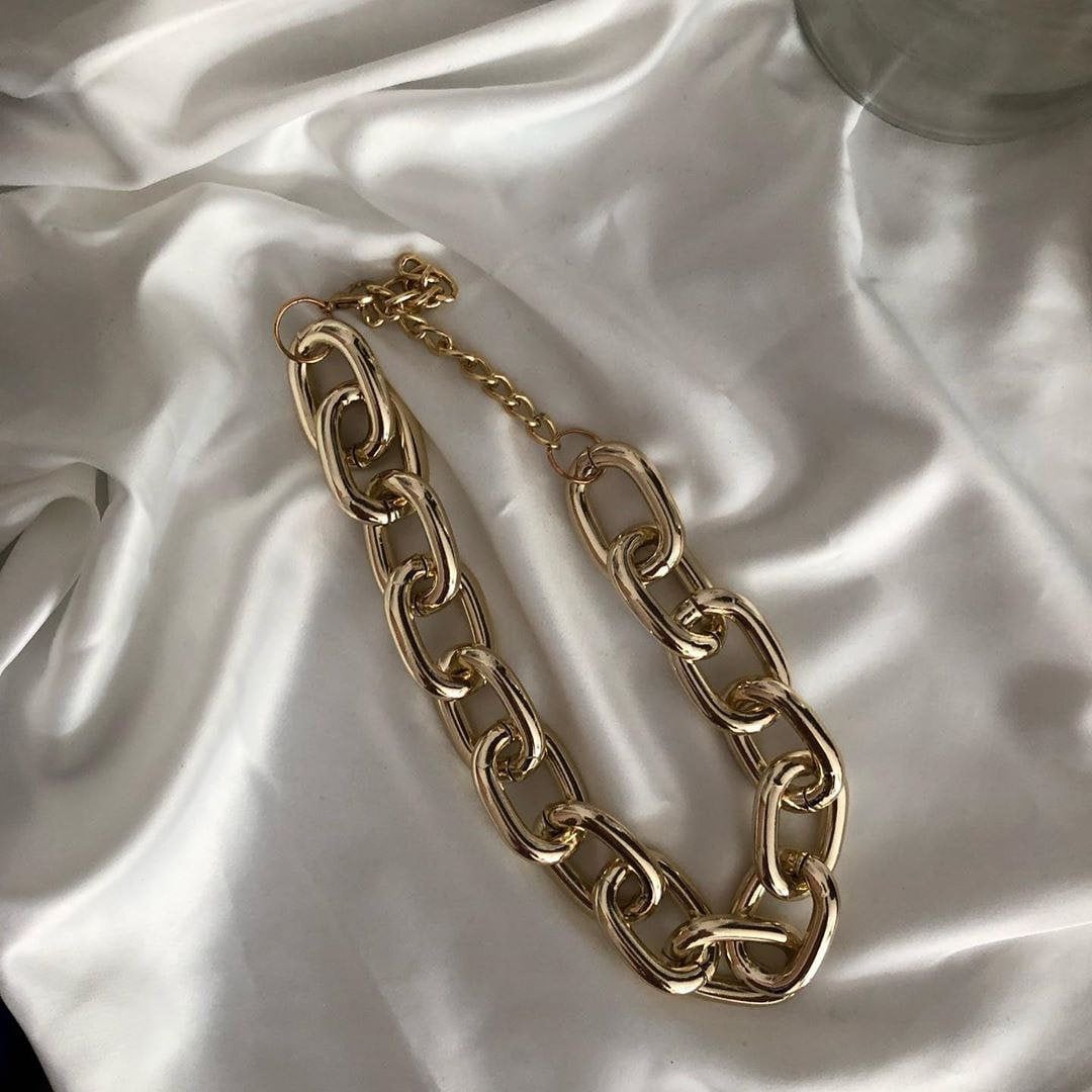 Chunky Gold Chain Choker, Chain Choker Necklace, Cuban Link Choker ...