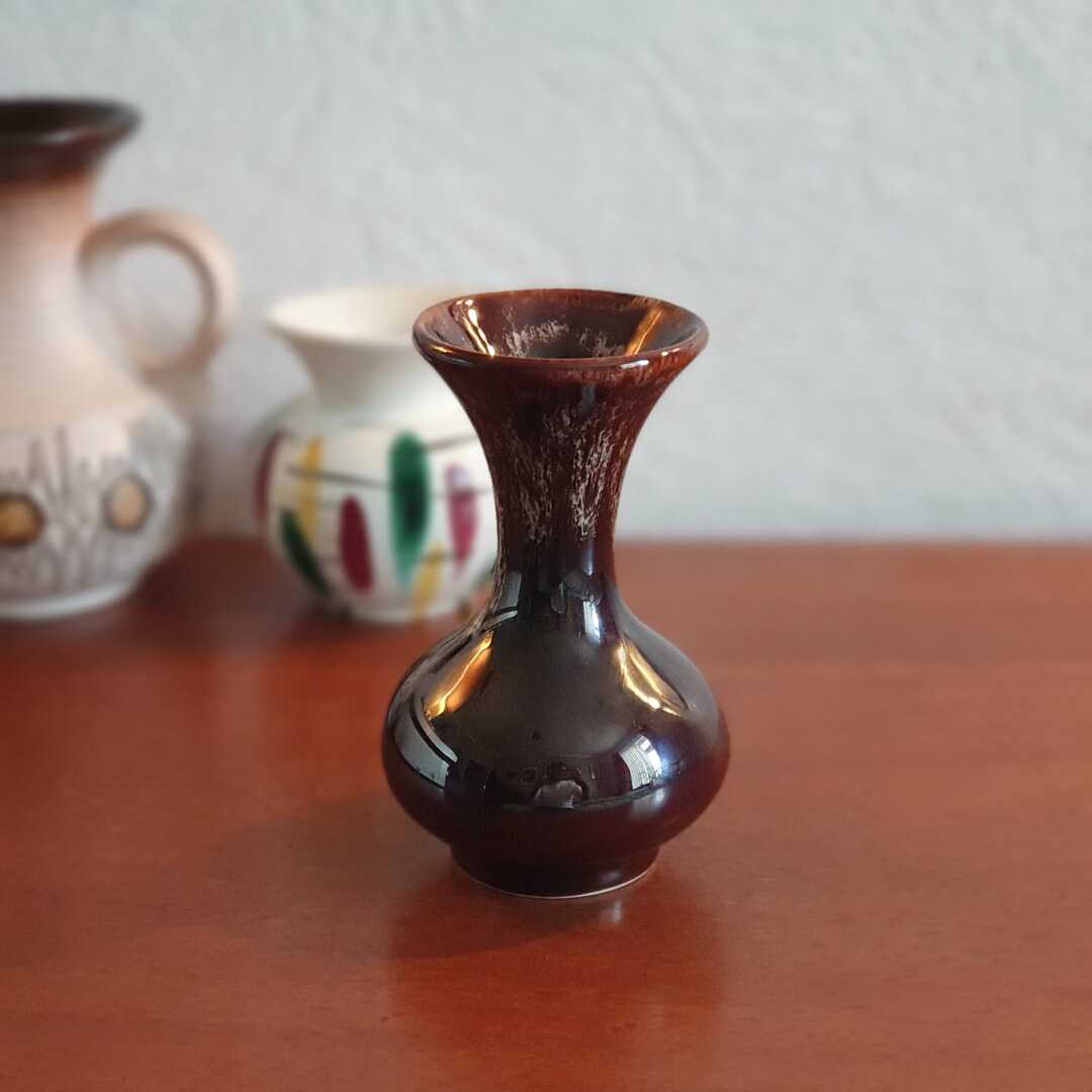 Vintage Kernewek Pottery Brown Honeycomb Glaze Trumpet Vase - Etsy