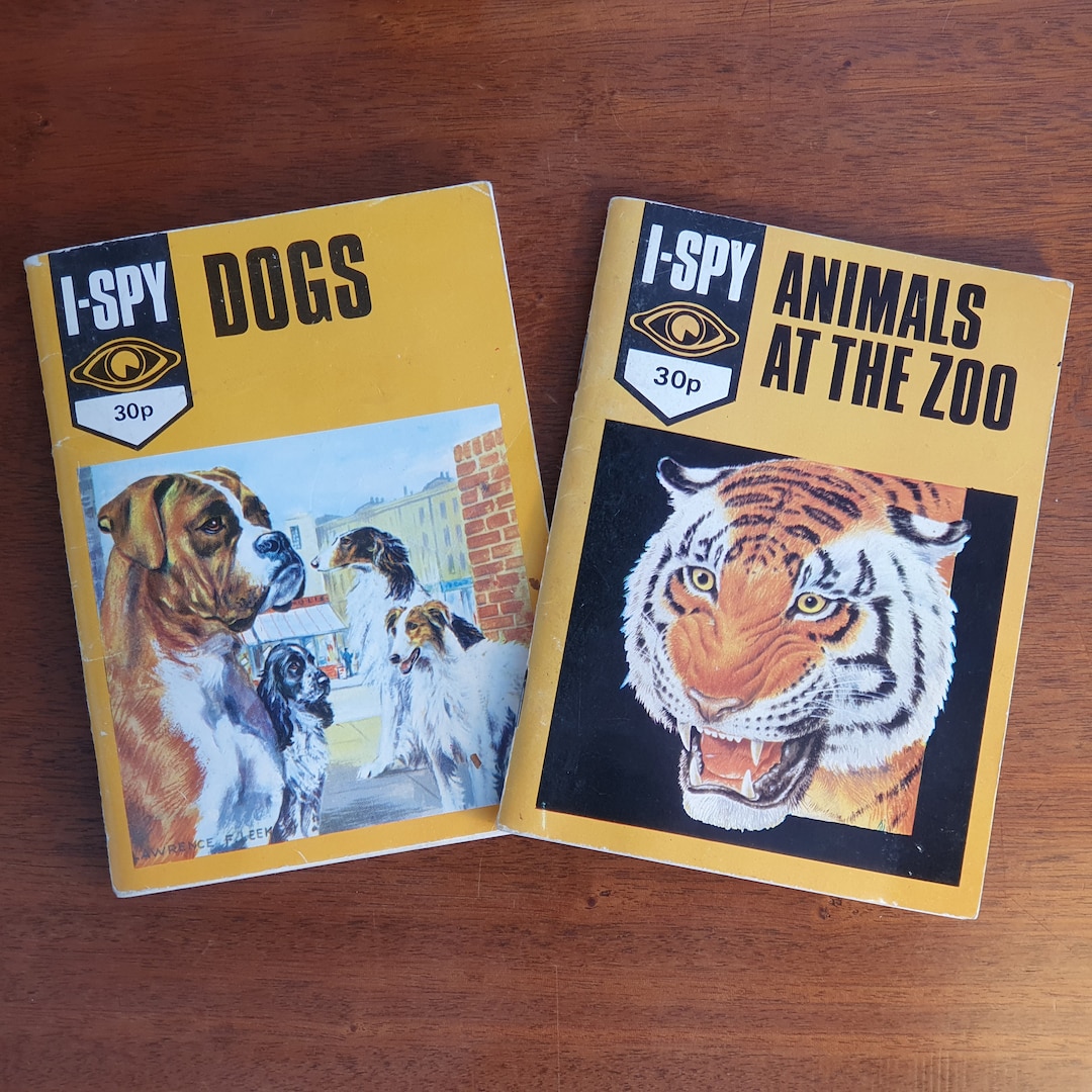 Vintage 1970s Pair of I-SPY Books - Animals at the Zoo & Dogs - Mid ...