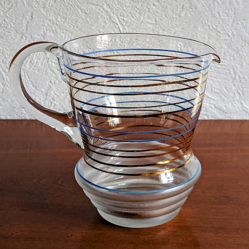 Glass Pitcher With Gold Band - Etsy UK