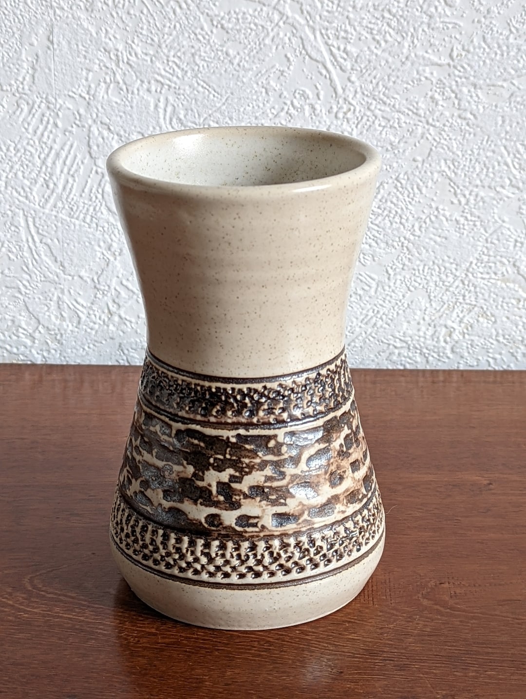 Vintage 1970s Purbeck Pottery Vase Brown Textured Design Stoneware Mid ...