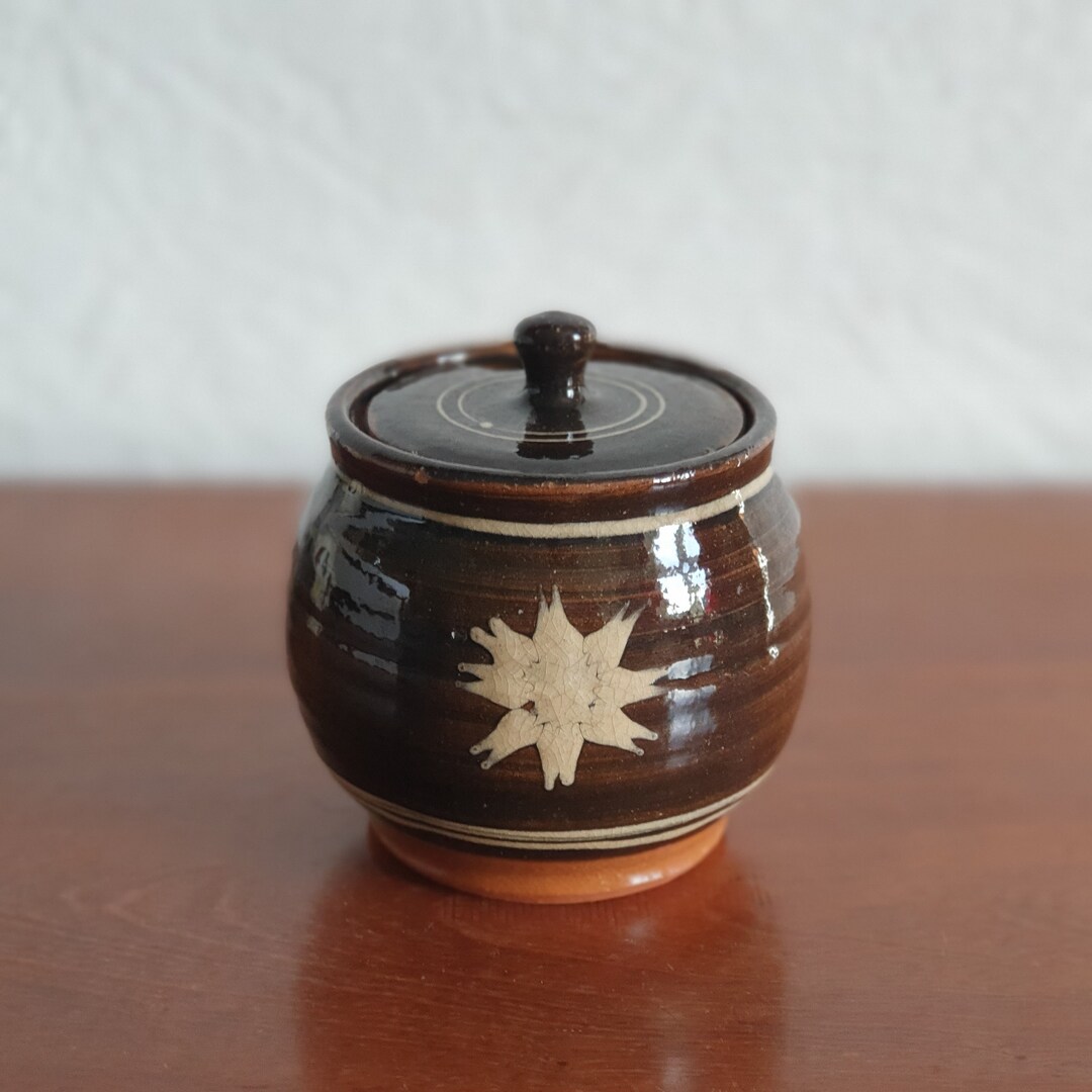 Vintage C.1970s Studio Pottery Slipware Preserve Pot by James Brooke ...