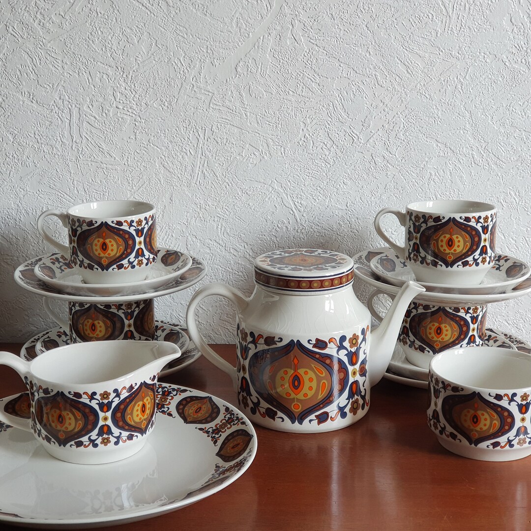 Vintage 1970s Midwinter Kismet Tea Set - Designed by Joti Bhowmik - Mid ...