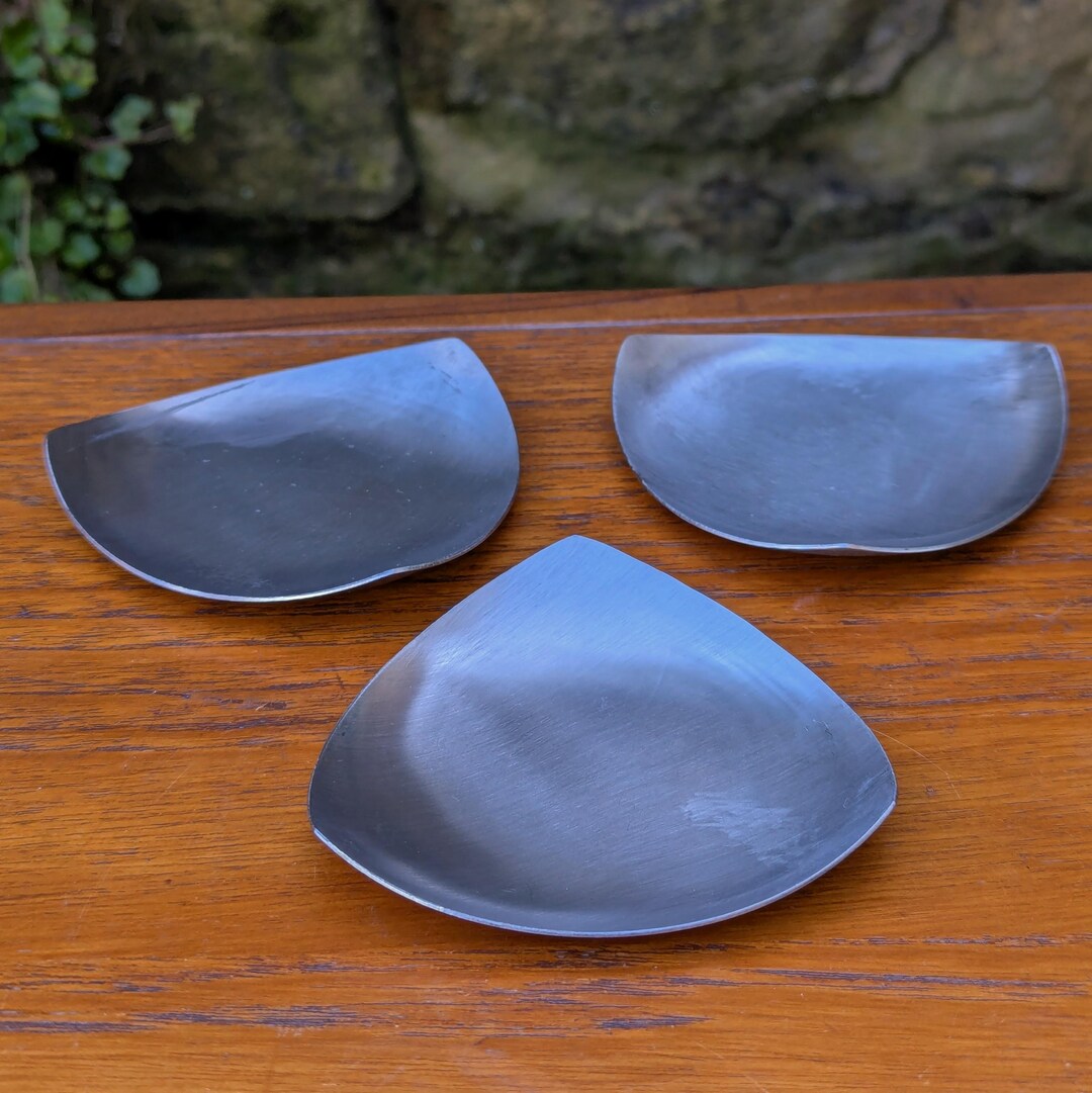 Vintage 1970s Danish Style Stainless Steel Triangular Dishes X3 - Mid ...