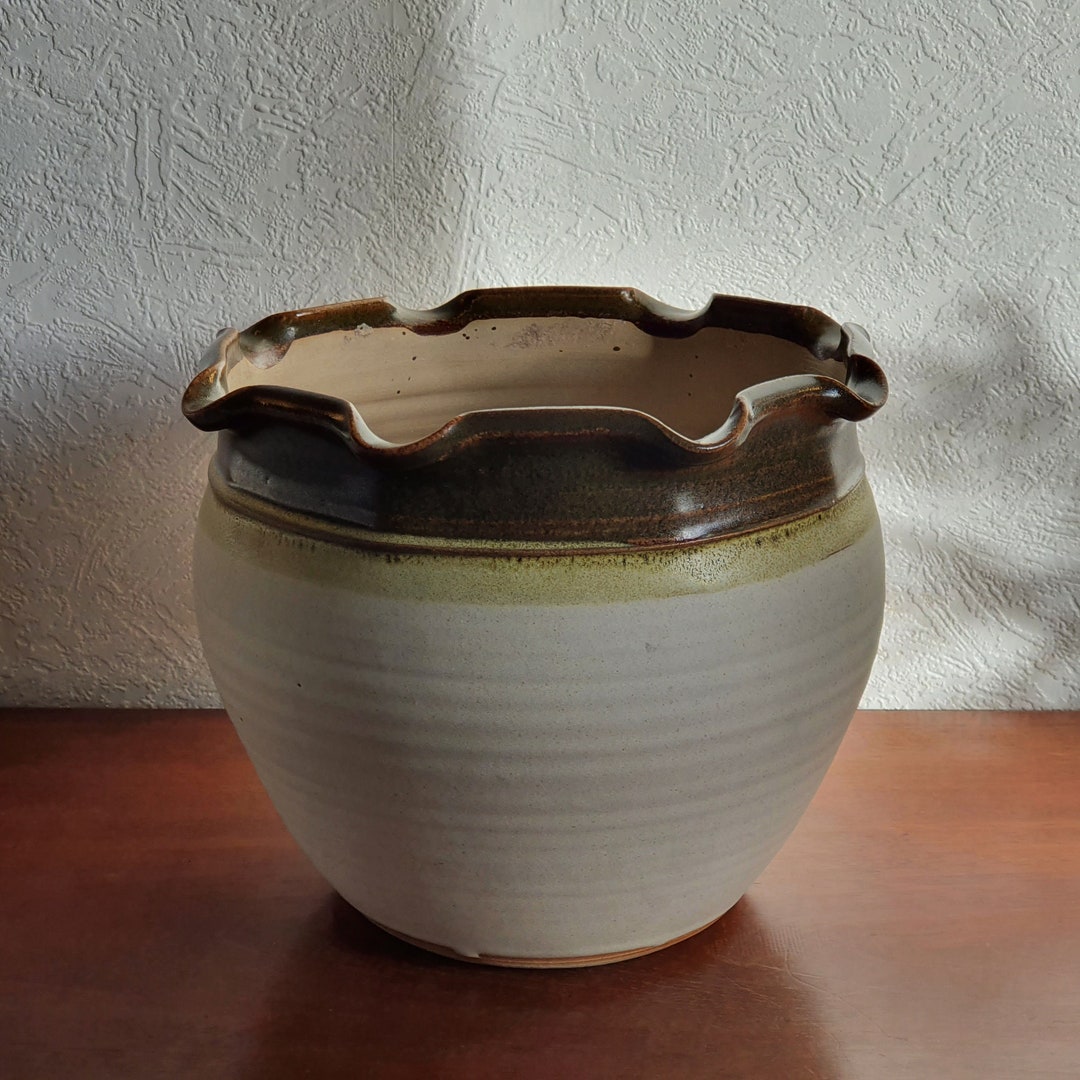 Vintage Wenlock Studio Pottery Planter / Plant Pot - Green and Brown - Etsy