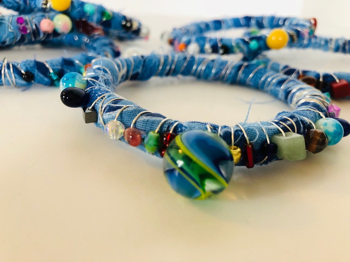 Gypsy Bangle Bracelets/boho/fabric Beaded Bangle - Etsy