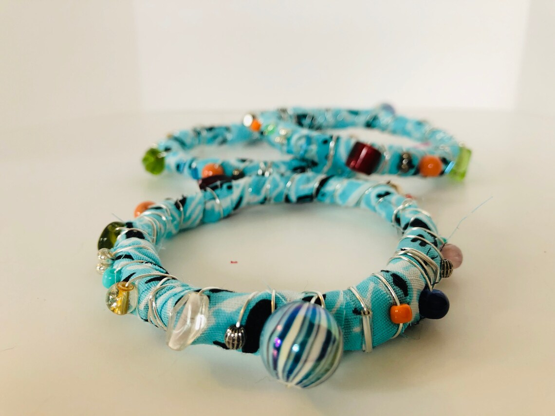 Gypsy Bangle Bracelets/boho/fabric Beaded Bangle - Etsy