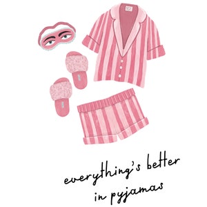 Pink Pyjama Art Print: Girly Bedroom Decor (digital Download) - Etsy