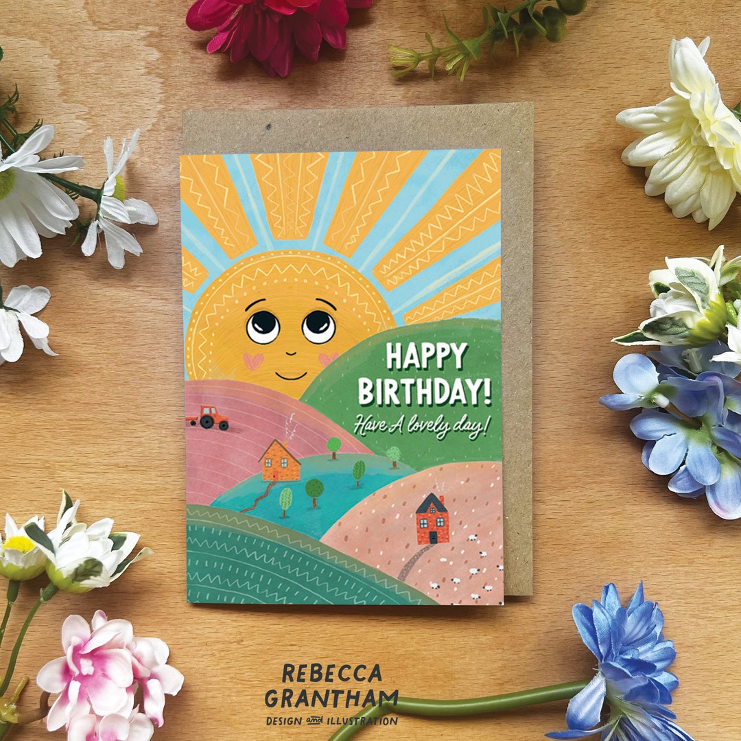 Cottage Core Sunrise Birthday Card: - Etsy