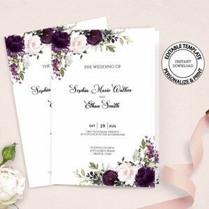 Folded Wedding Program Template Editable INSTANT DOWNLOAD | Etsy