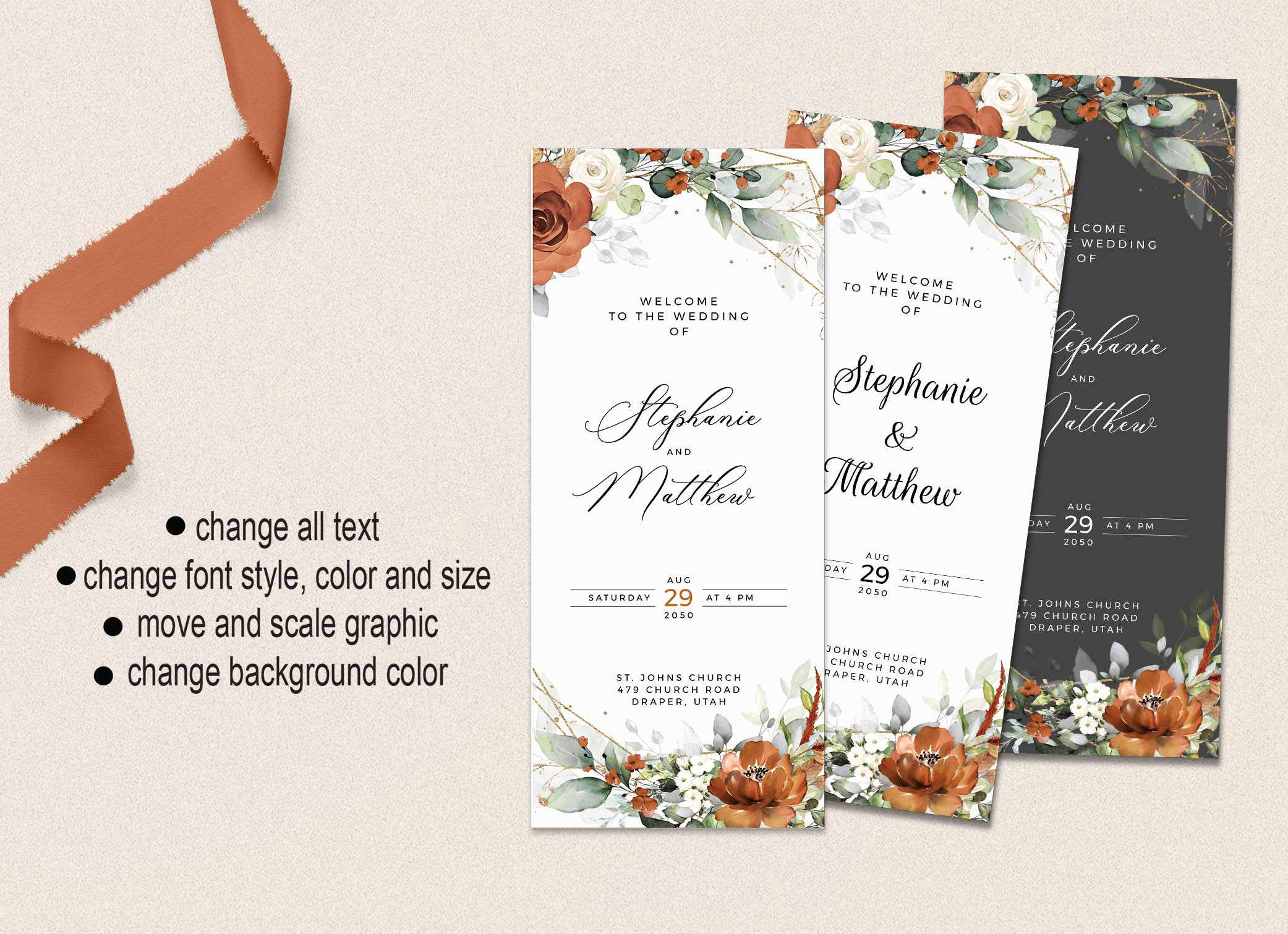 LYRA Editable Wedding Program Template INSTANT DOWNLOAD - Etsy