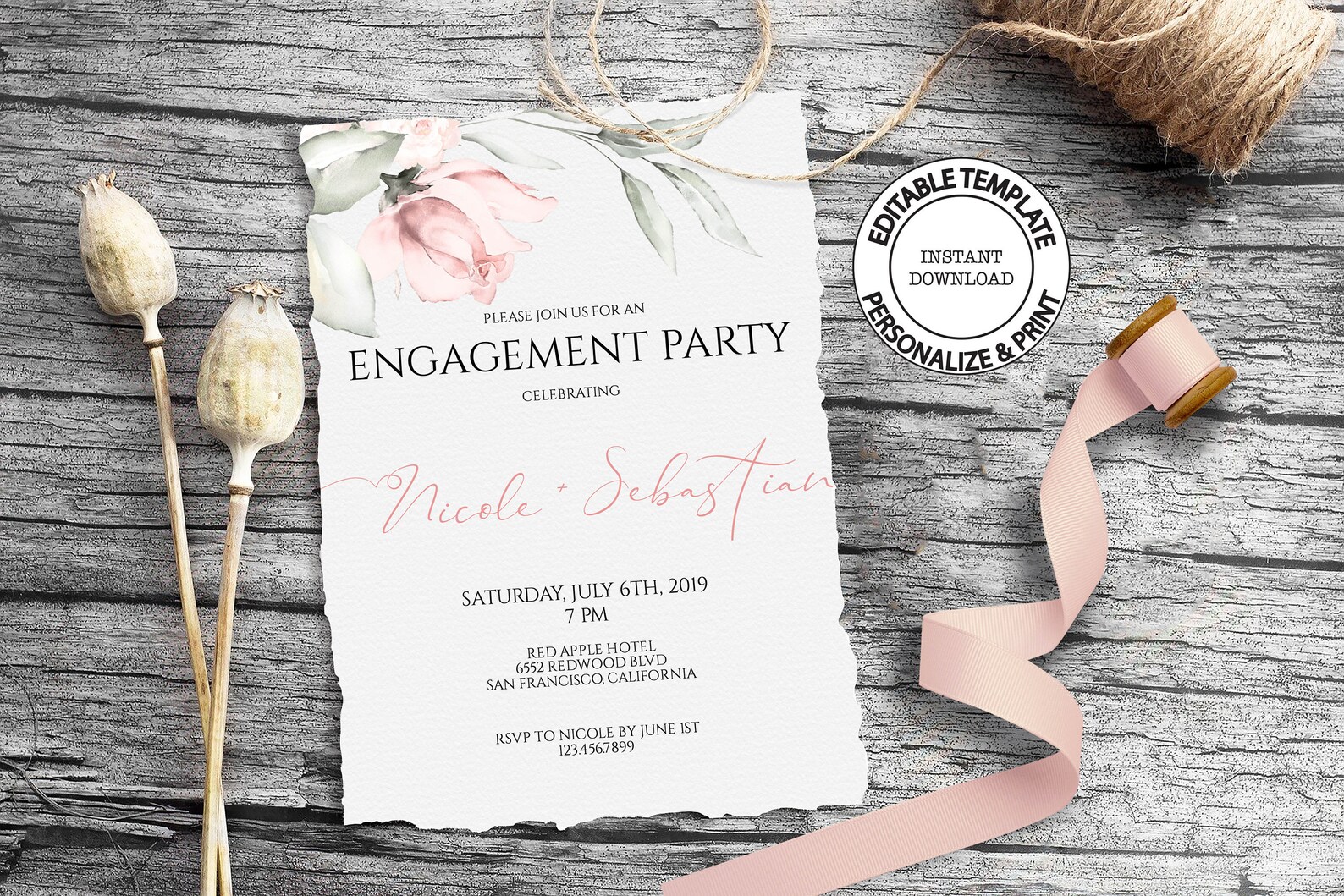 Engagement Party Invitation Editable template INSTANT | Etsy