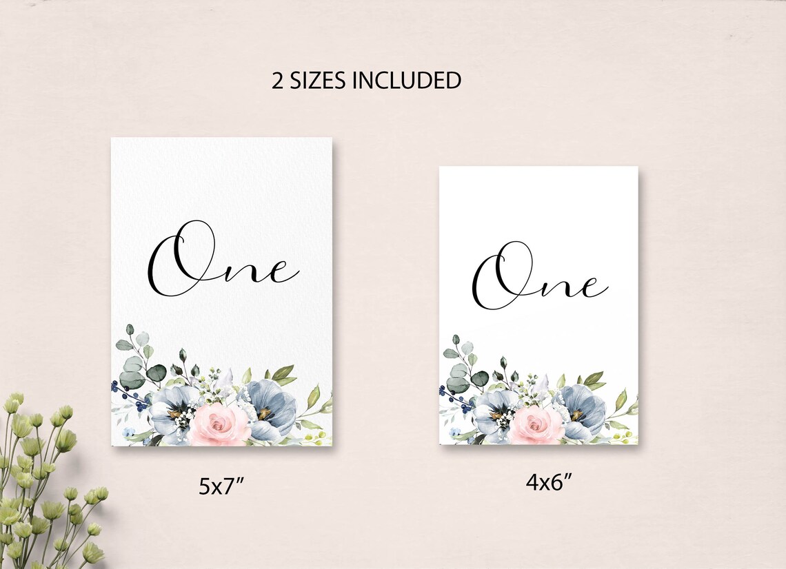 SERENE - Editable Floral Wedding Table Number Template, Blush Pink and ...