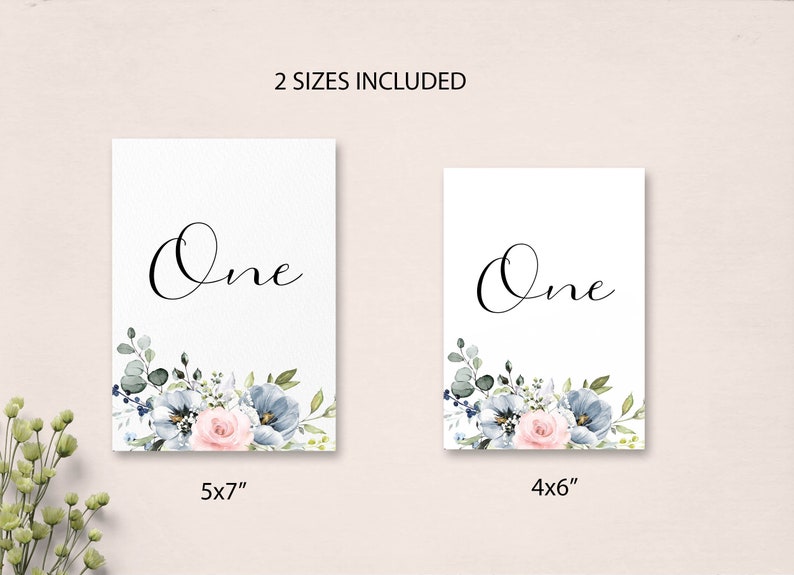 SERENE - Editable Floral Wedding Table Number Template, Blush Pink and ...