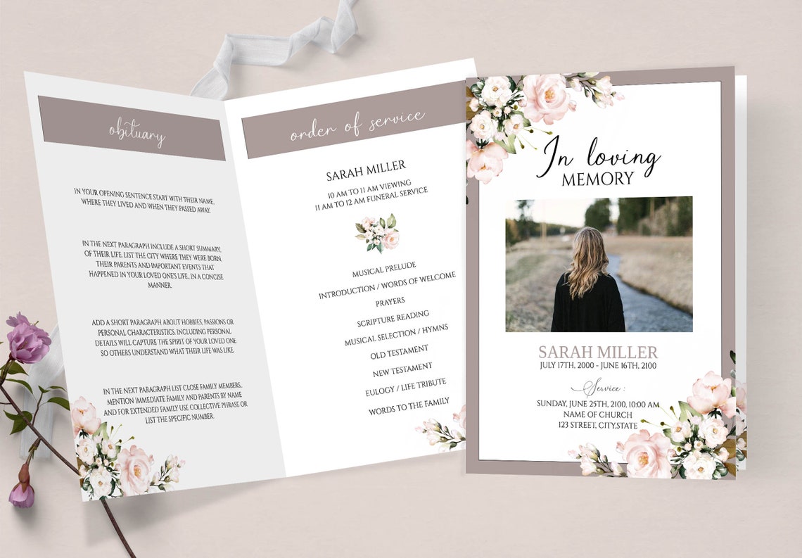 Editable Funeral Program Template INSTANT DOWNLOAD Editable | Etsy