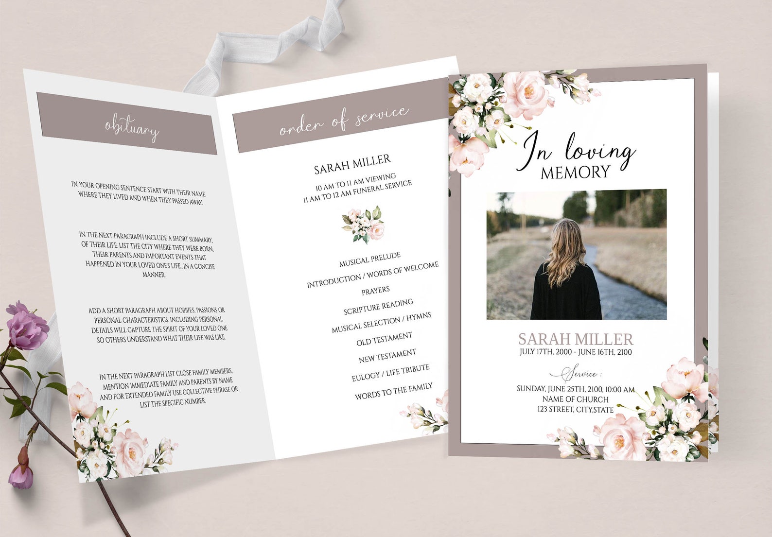 Editable Funeral Program Template INSTANT DOWNLOAD Editable | Etsy