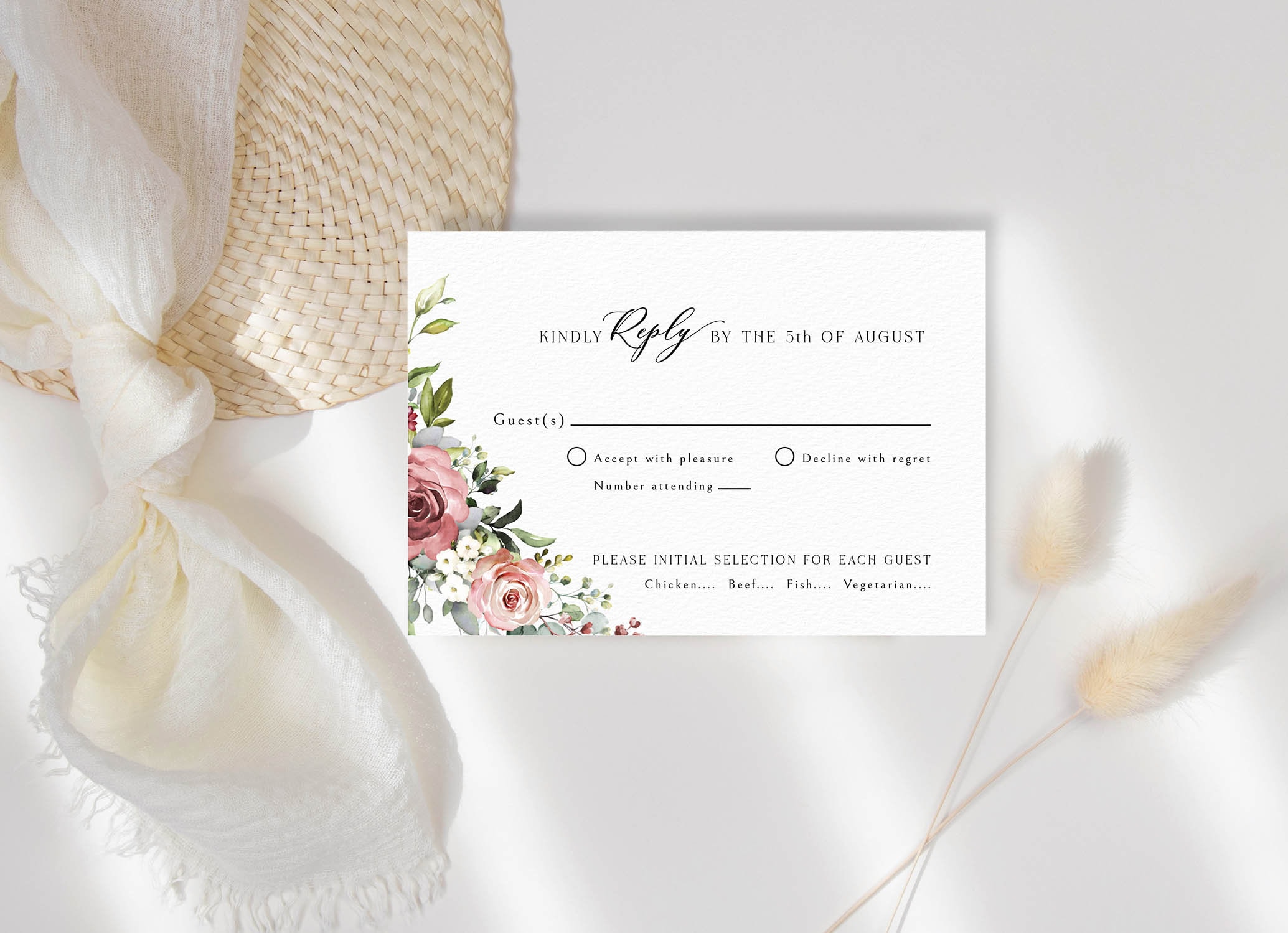 Editable Floral Wedding Rsvp Template, INSTANT DOWNLOAD, Printable ...