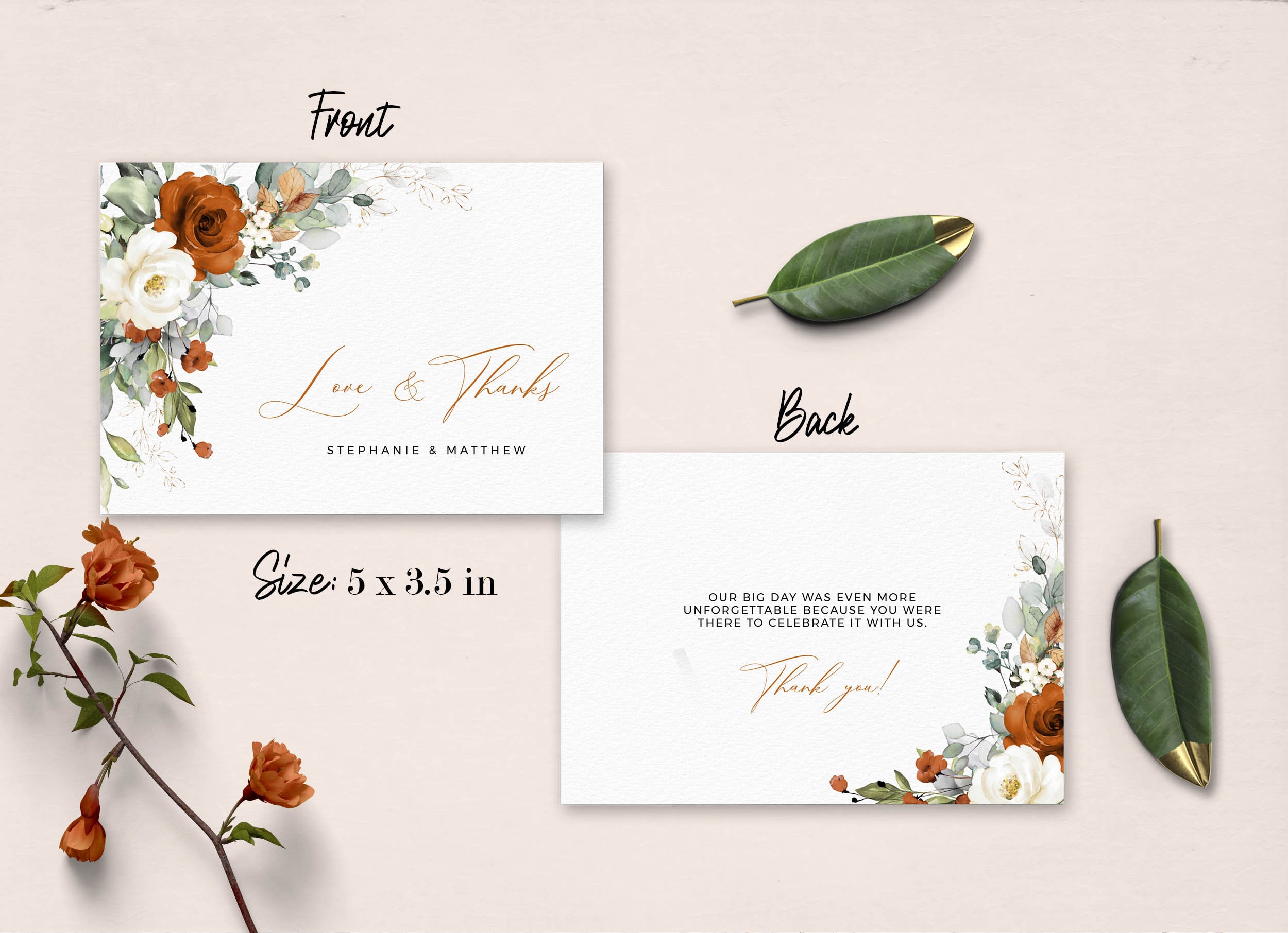 LYRA - Editable Thank You Card Template, INSTANT DOWNLOAD, Wedding ...